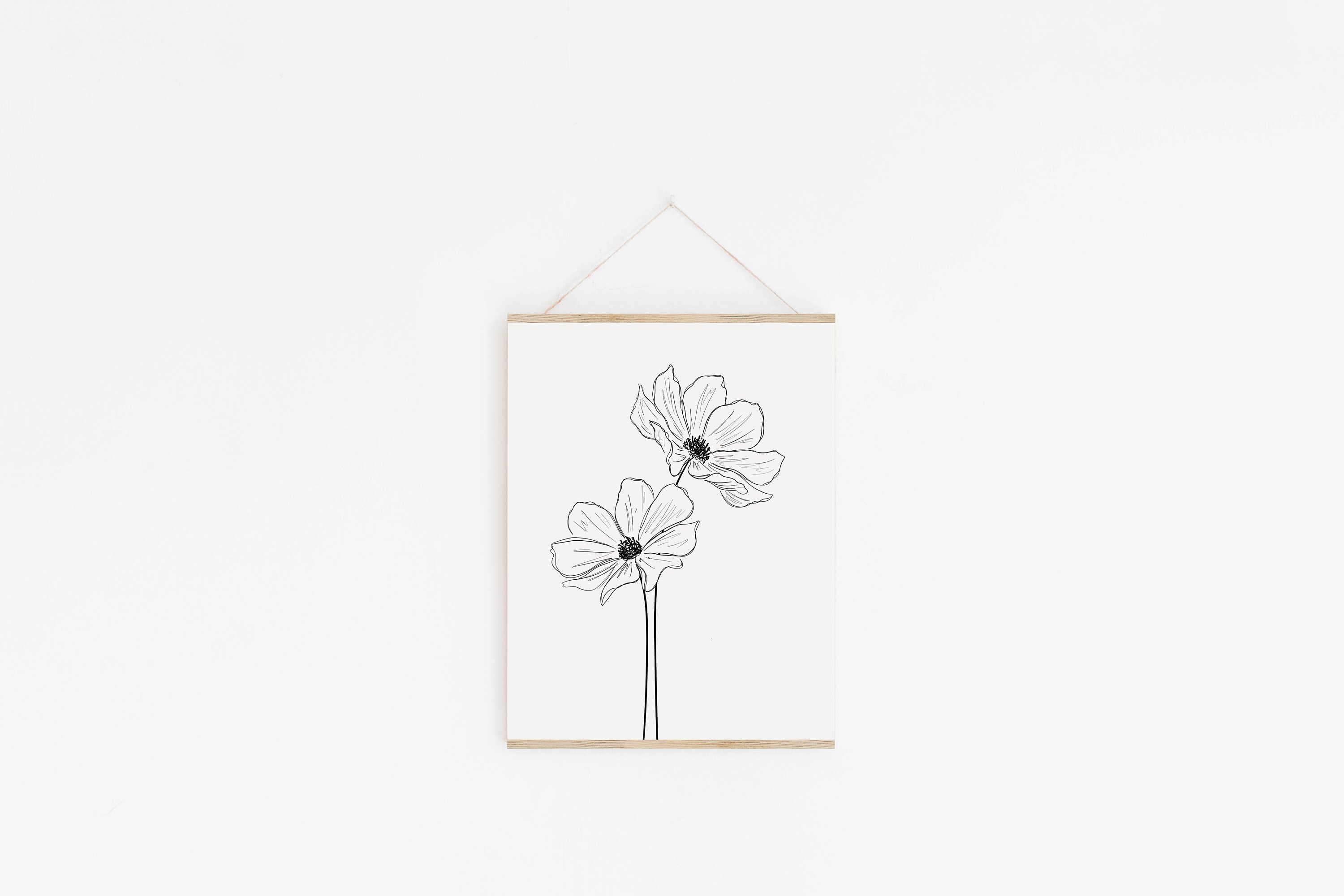 Cosmos Flower Line Art, Botanical Line Art, Floral Prints, Cosmos ...