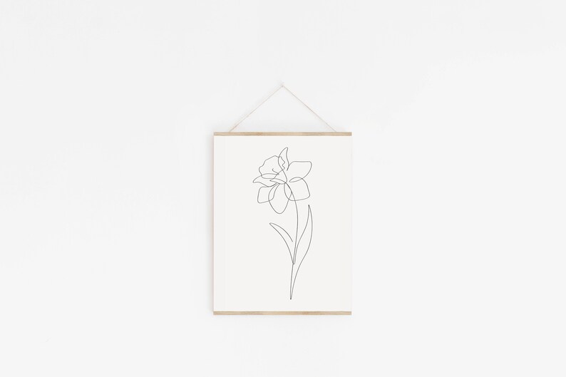 One Line Daffodil Daffodil Print Flower Line Art Minimalist - Etsy