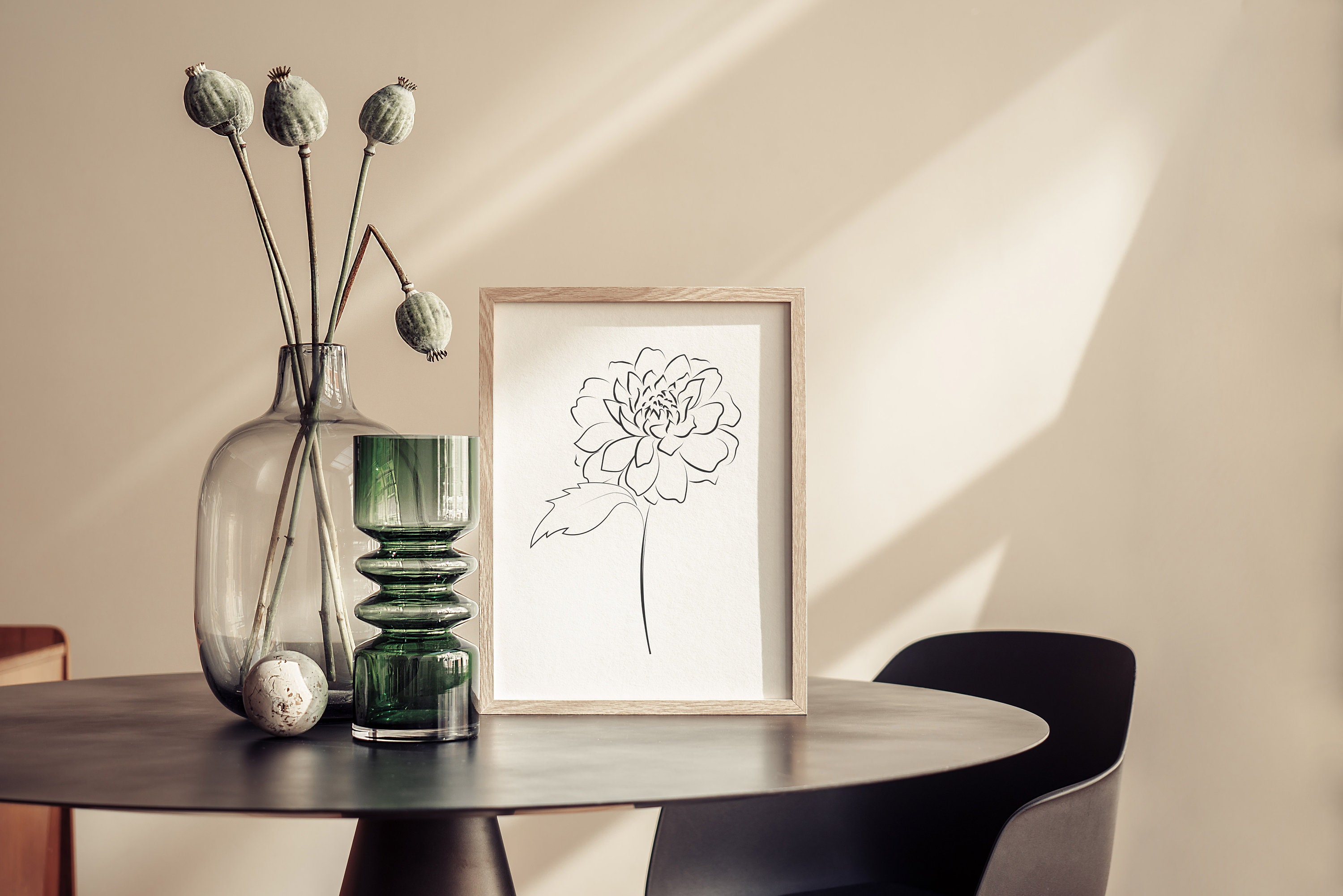 Dahlia Line Art, Dahlia Art, Dahlia Flower Print, Minimalist Flower ...