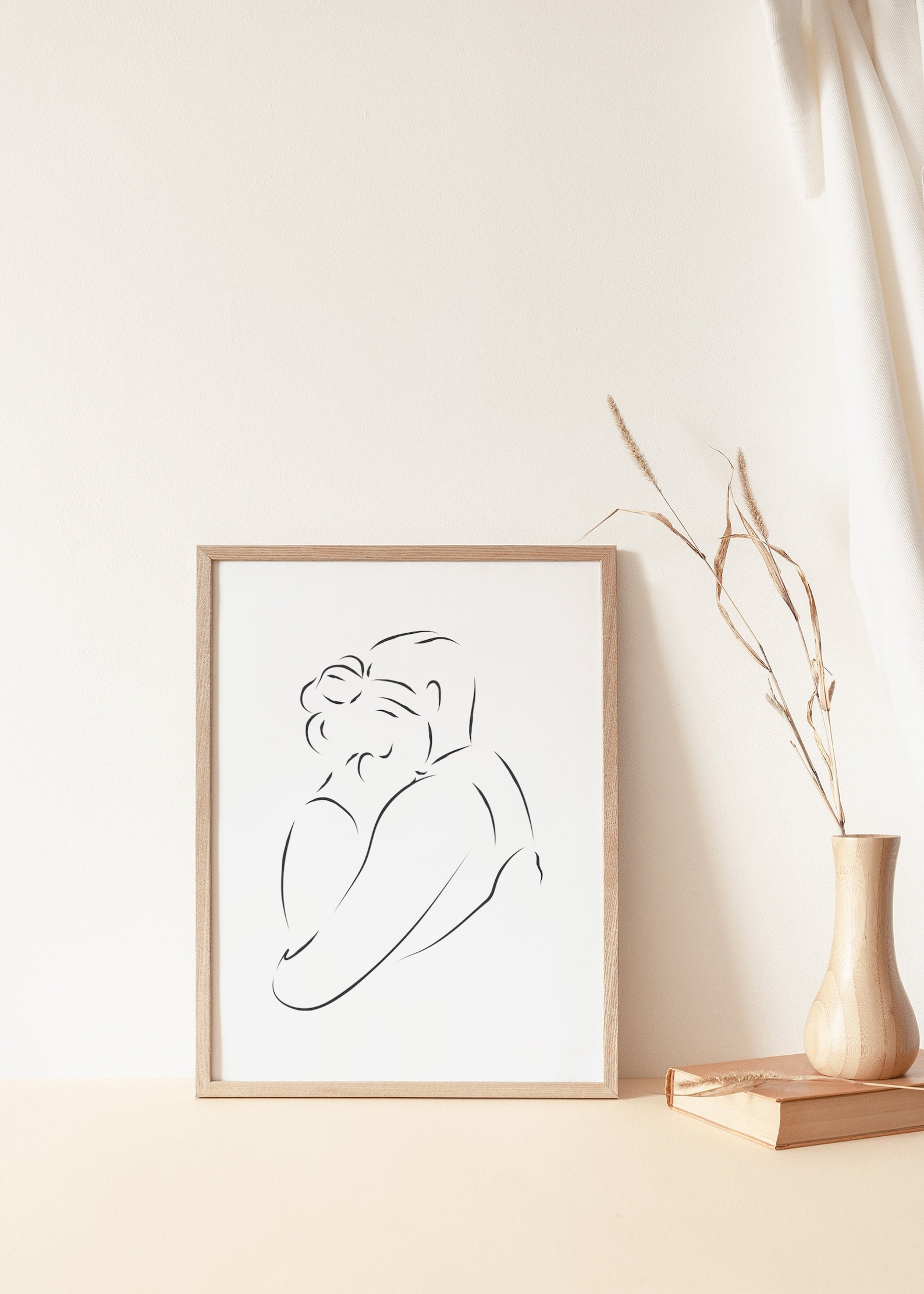 Abstract Couple Line Art Romantic Couple Portrait Poster Etsy