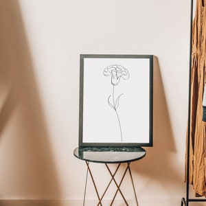 One Line Art Carnation, One Line Flower Art, Carnation Continuous Line ...