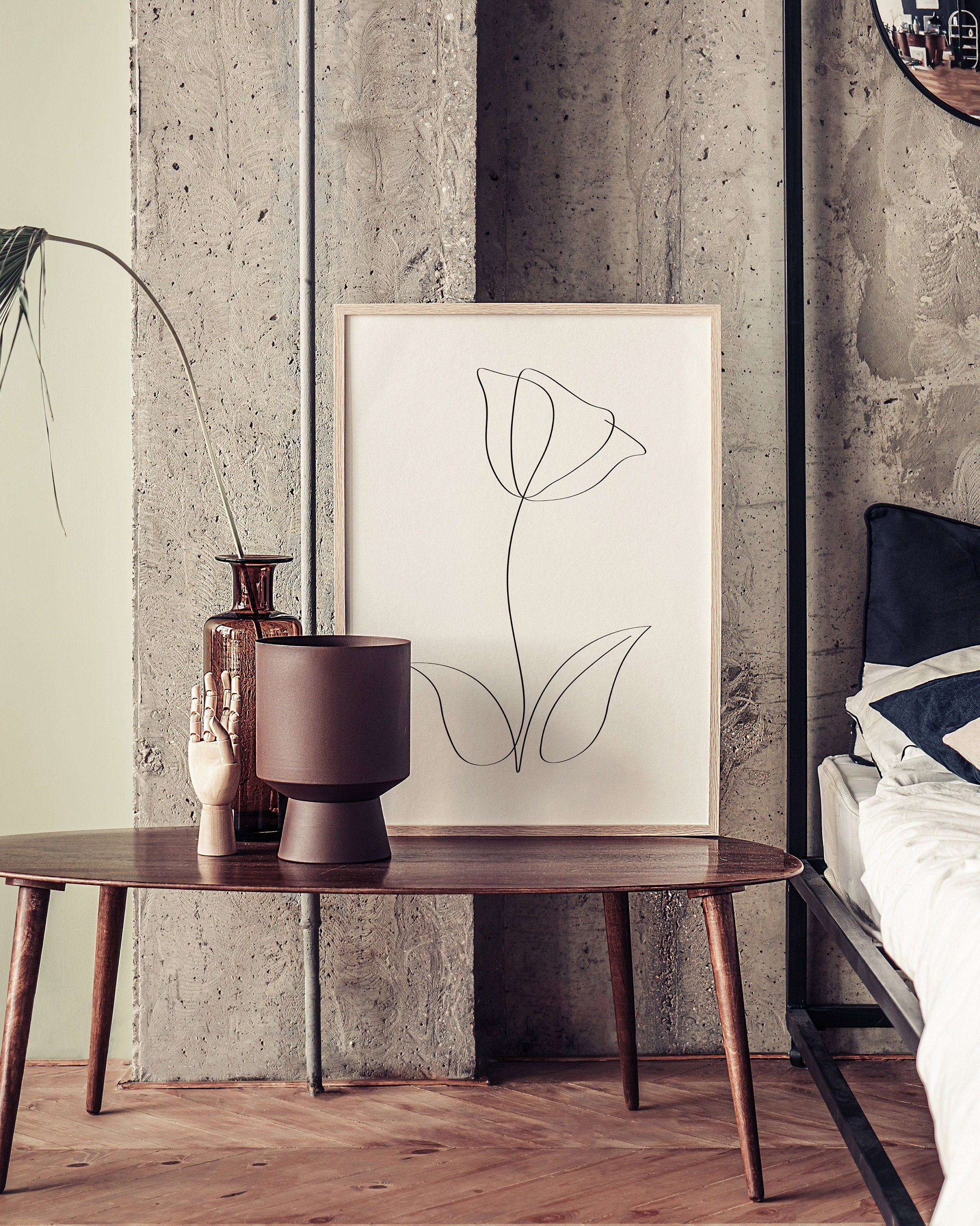 One Line Flower Art Poppy Line Art One Line Printable Poppy | Etsy