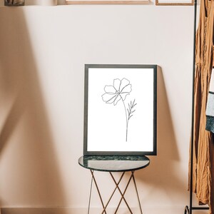 One Line Cosmos Flower, Botanical One Line, Cosmos Flower Line Art ...