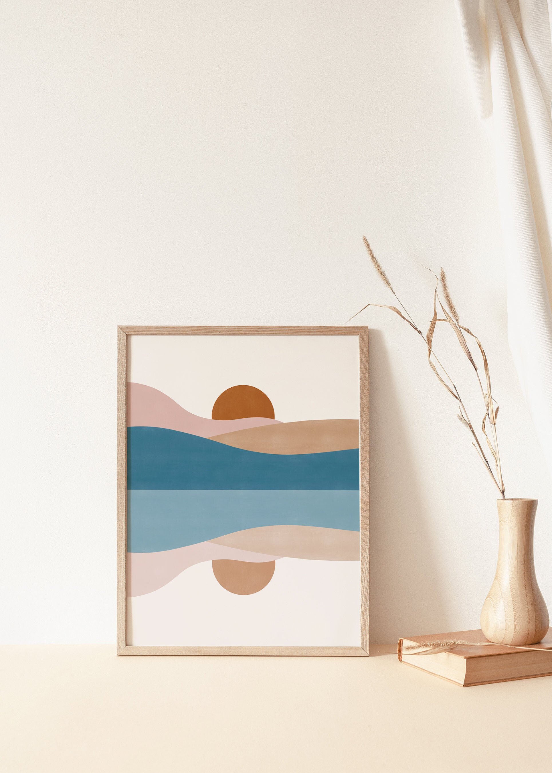 Abstract Sunset Print Boho Printable Wall Art Teal Art | Etsy