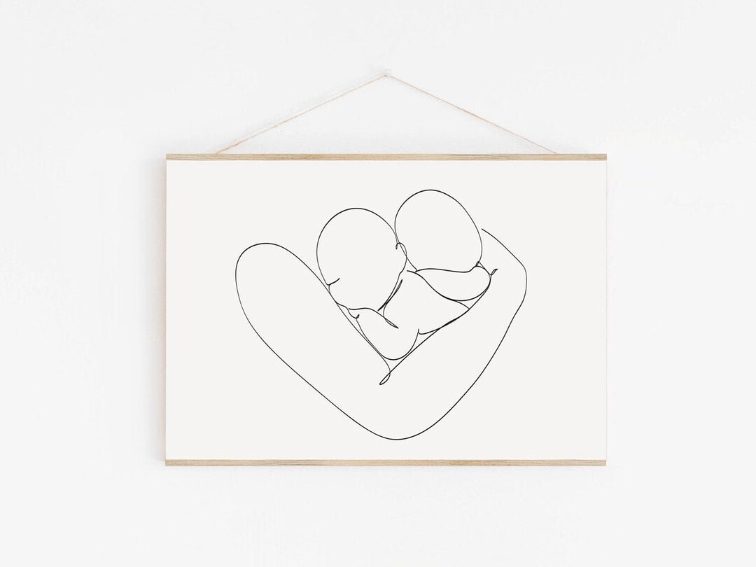 One Line Twins Art, Twins Print, Twins Printable, Twins Line Drawing ...