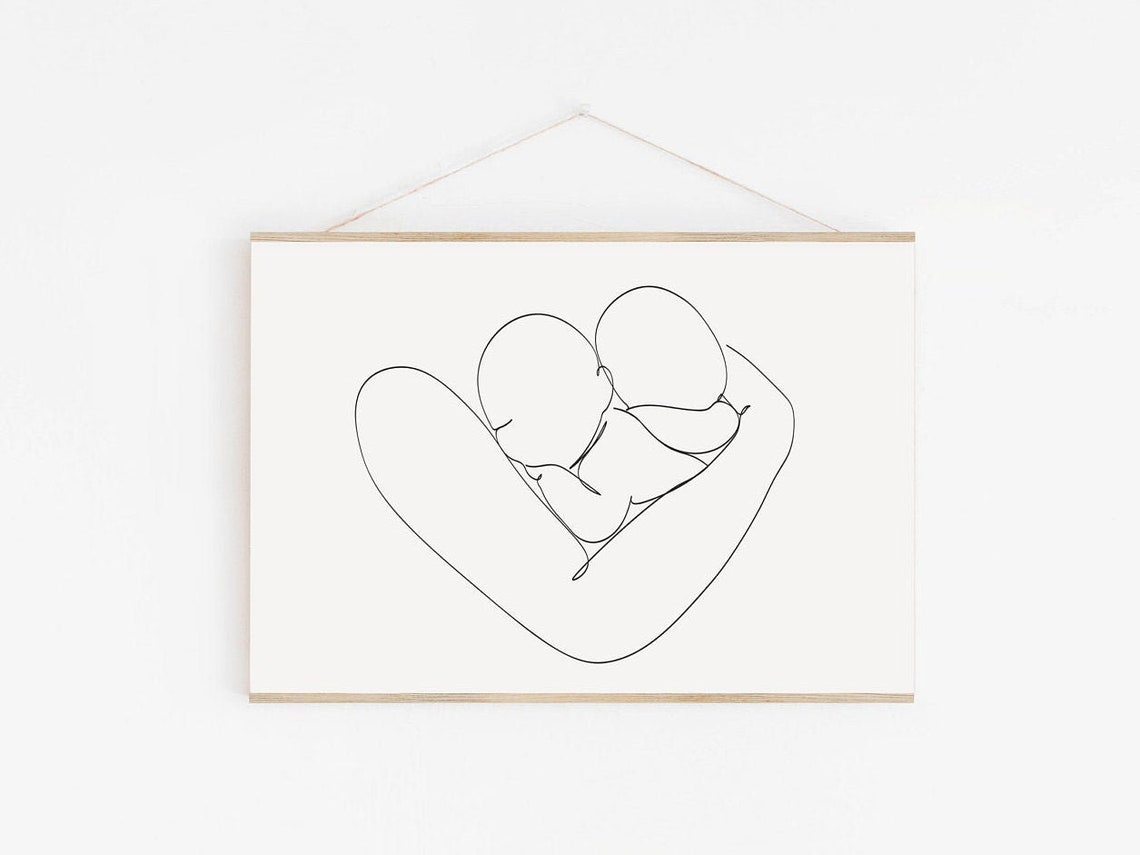 One Line Twins Art Twins Print Twins Printable Twins Line - Etsy