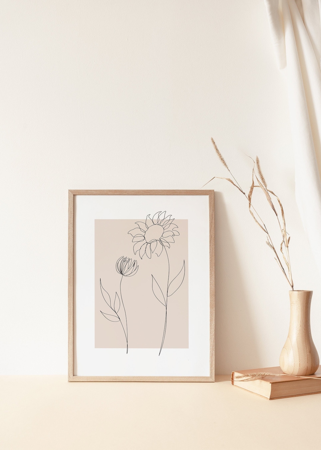 Sunflower Print, One Line Sunflower, Sunflowers Wall Art, Sunflower ...