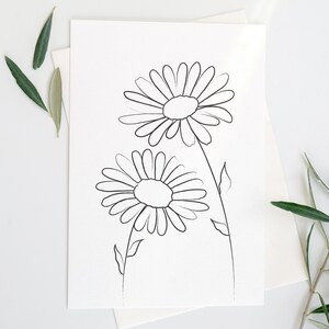 Daisies Line Art, Daisies Art Print, Printable Wall Art, Minimalist ...