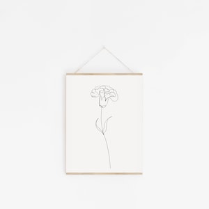 One Line Art Carnation, One Line Flower Art, Carnation Continuous Line ...