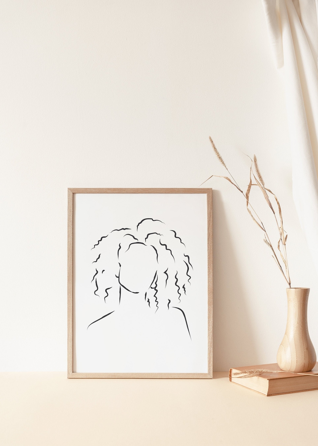 Minimalist Afro Hair Line Art, African Woman Modern Art, Minimal Female ...
