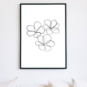 One Line Violets, Violets Art Print, Violet Flower Drawing , Printable ...