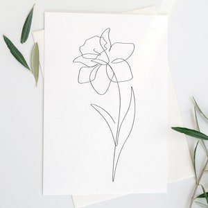 One Line Daffodil, Daffodil Print, Flower Line Art, Minimalist Art ...