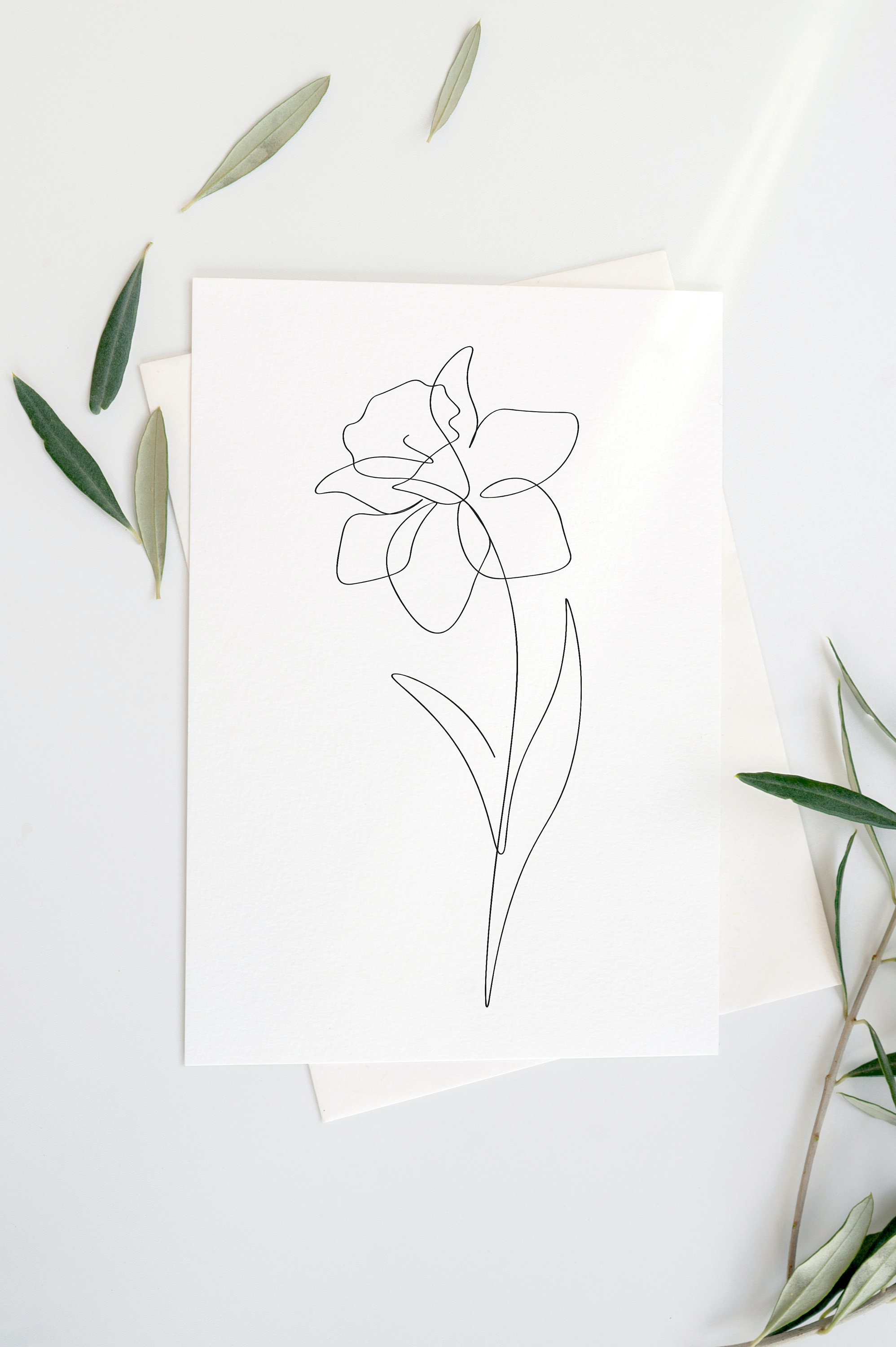 One Line Daffodil Daffodil Print Flower Line Art Minimalist | Etsy