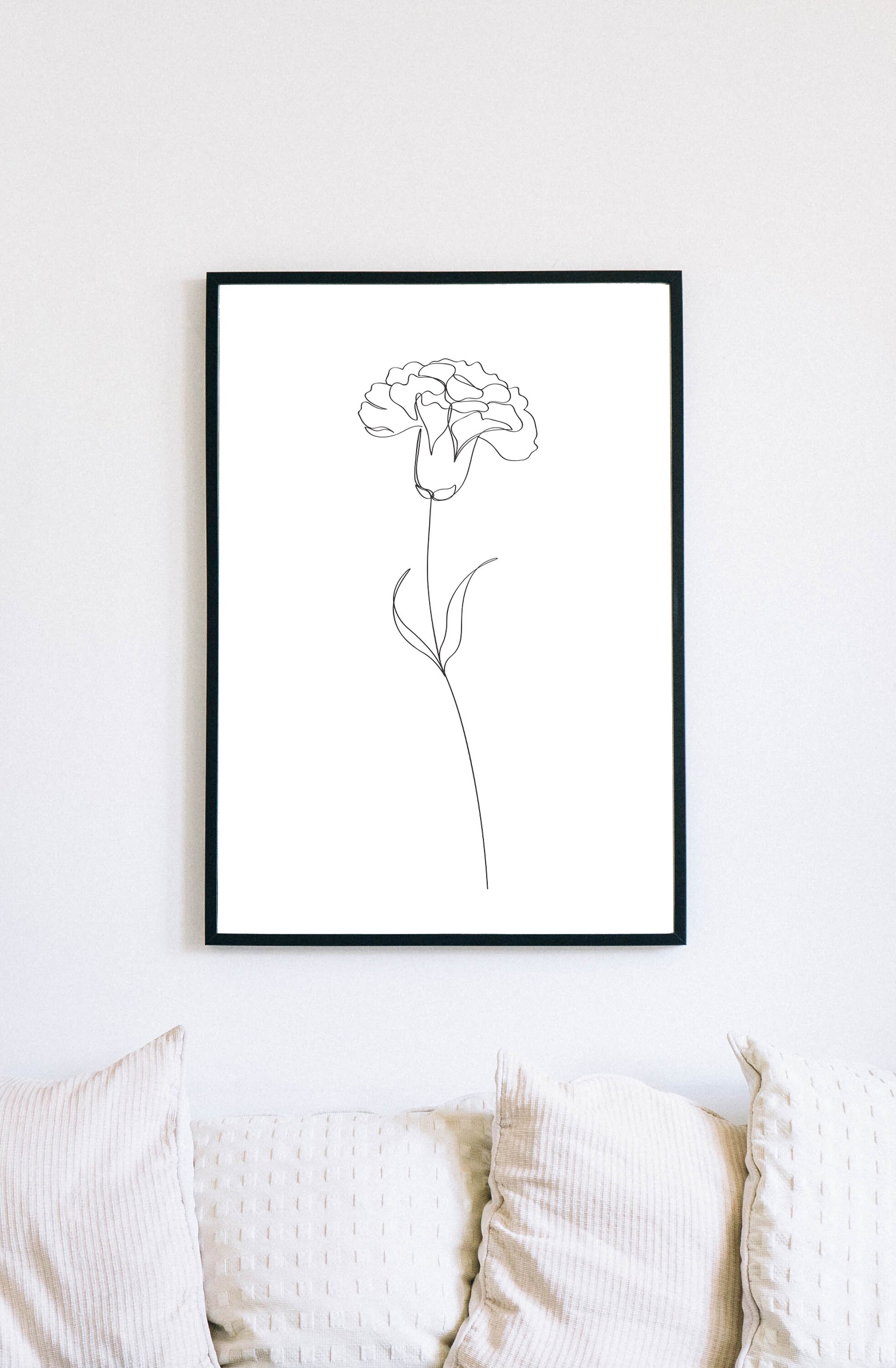 One Line Art Carnation One Line Flower Art Carnation | Etsy