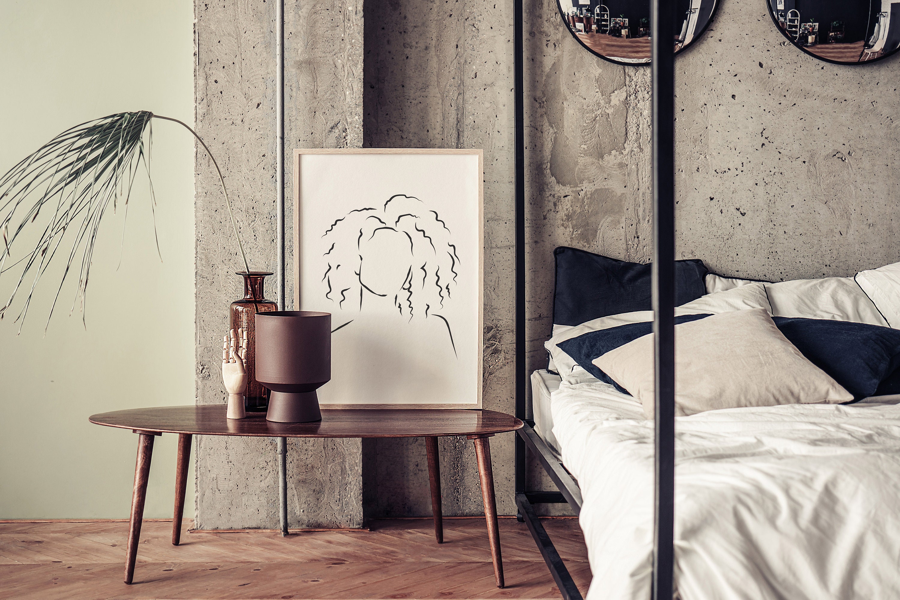 Minimalist Afro Hair Line Art African Woman Modern Art | Etsy