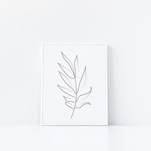 Minimalist Leaf Print Botanical Line Art Print Printable | Etsy