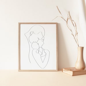 One Line Family, Family Portrait Line Drawing, Minimalist Nursery Print ...