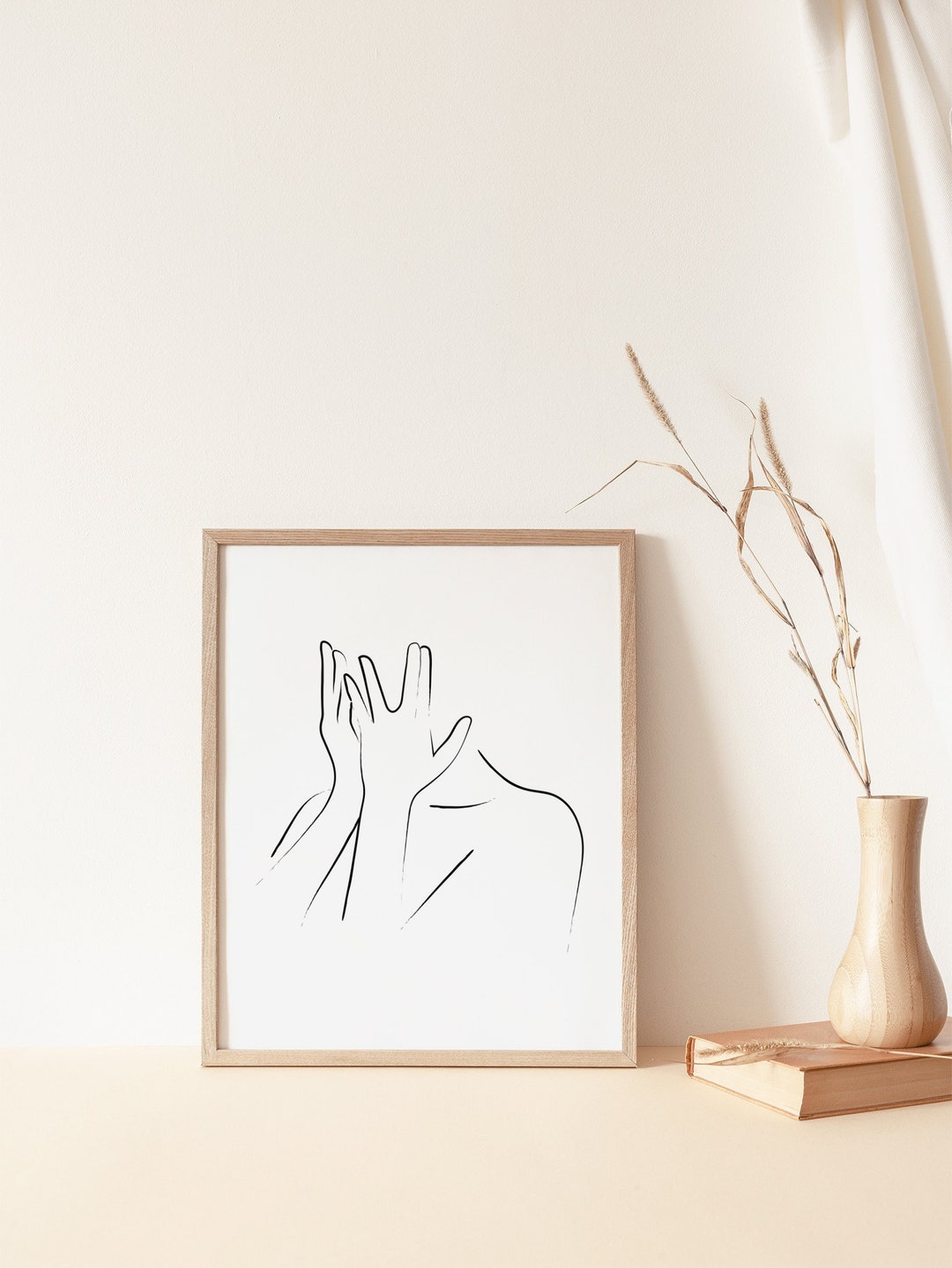 Woman Hiding Face Line Art, Woman Art Print, Woman Wall Art Printable ...