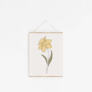 Daffodil One Line Flower Print, Earth Tone Line Art, One Line Drawing ...