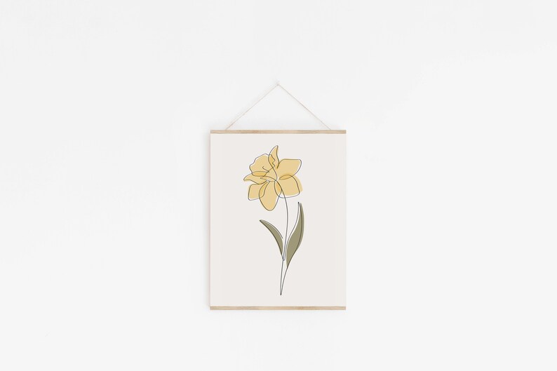 Daffodil One Line Flower Print Earth Tone Line Art One Line - Etsy