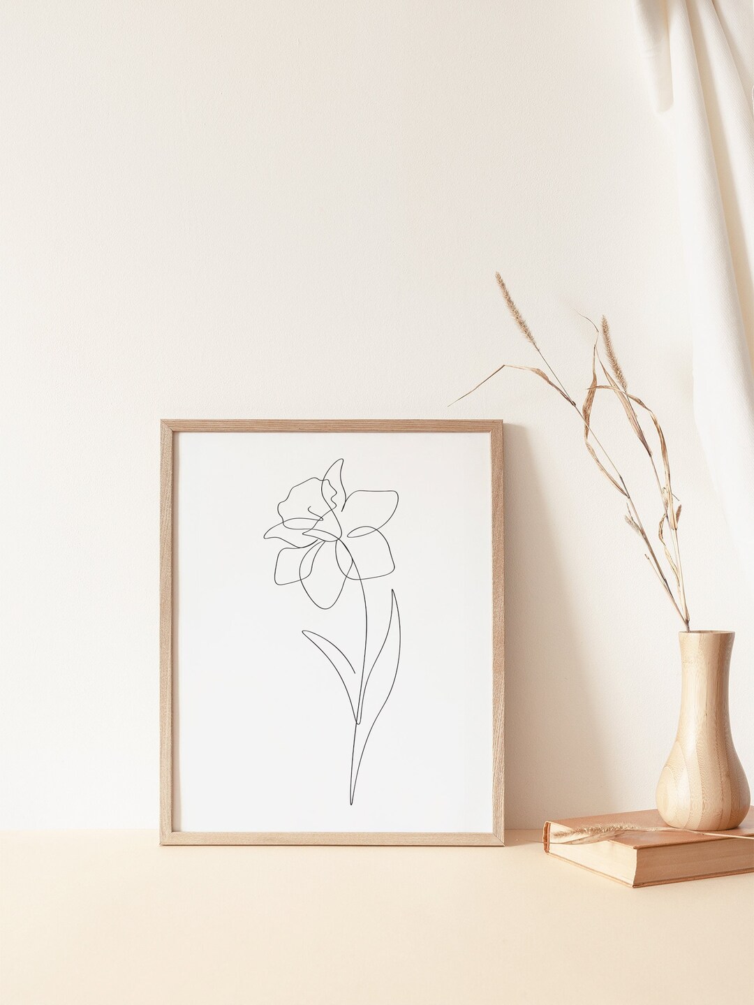 One Line Daffodil, Daffodil Print, Flower Line Art, Minimalist Art ...