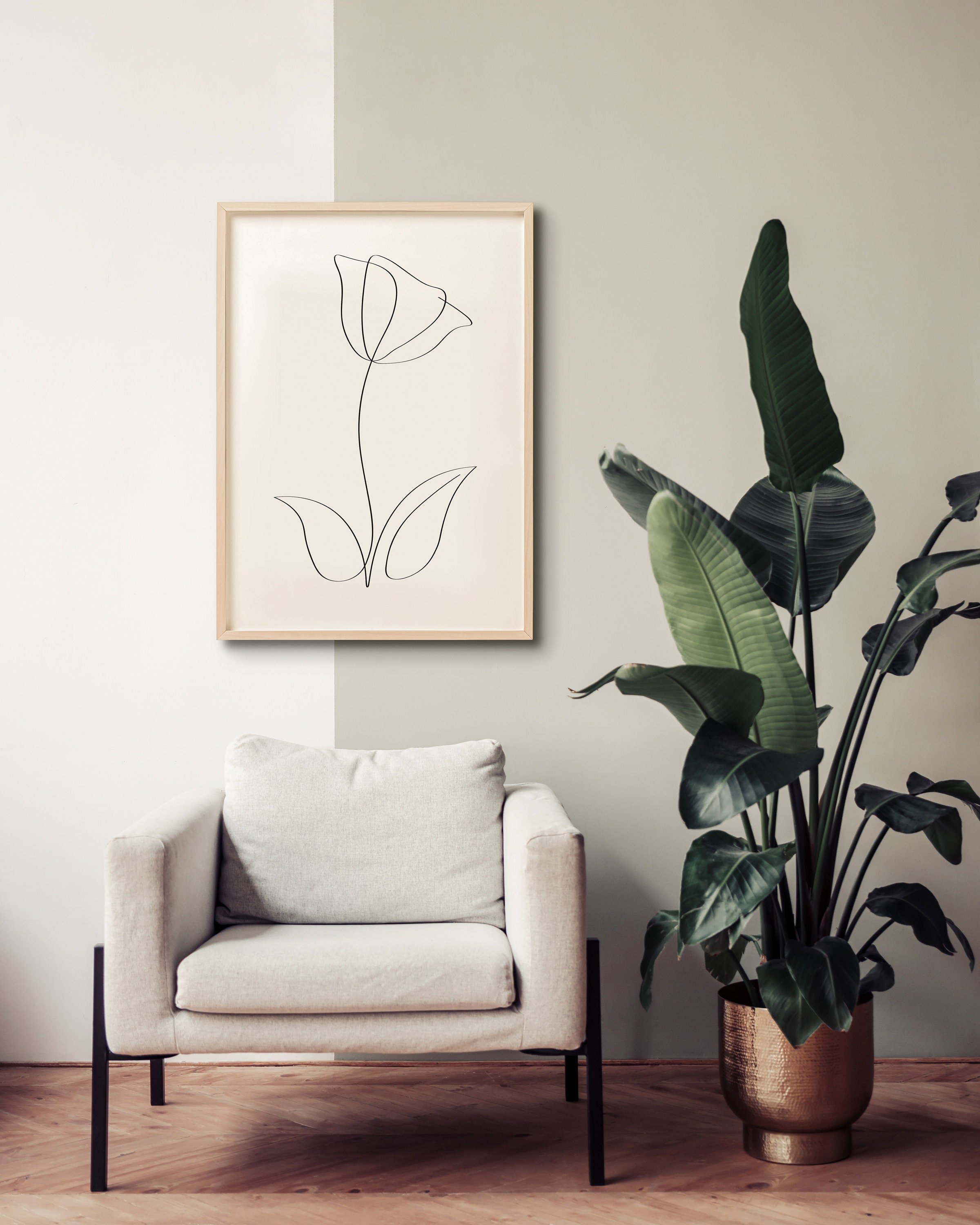 One Line Flower Art Poppy Line Art One Line Printable Poppy | Etsy