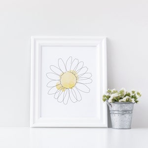 Daisy One Line, One Line Flower Print, Daisy Line Drawing, Printable ...