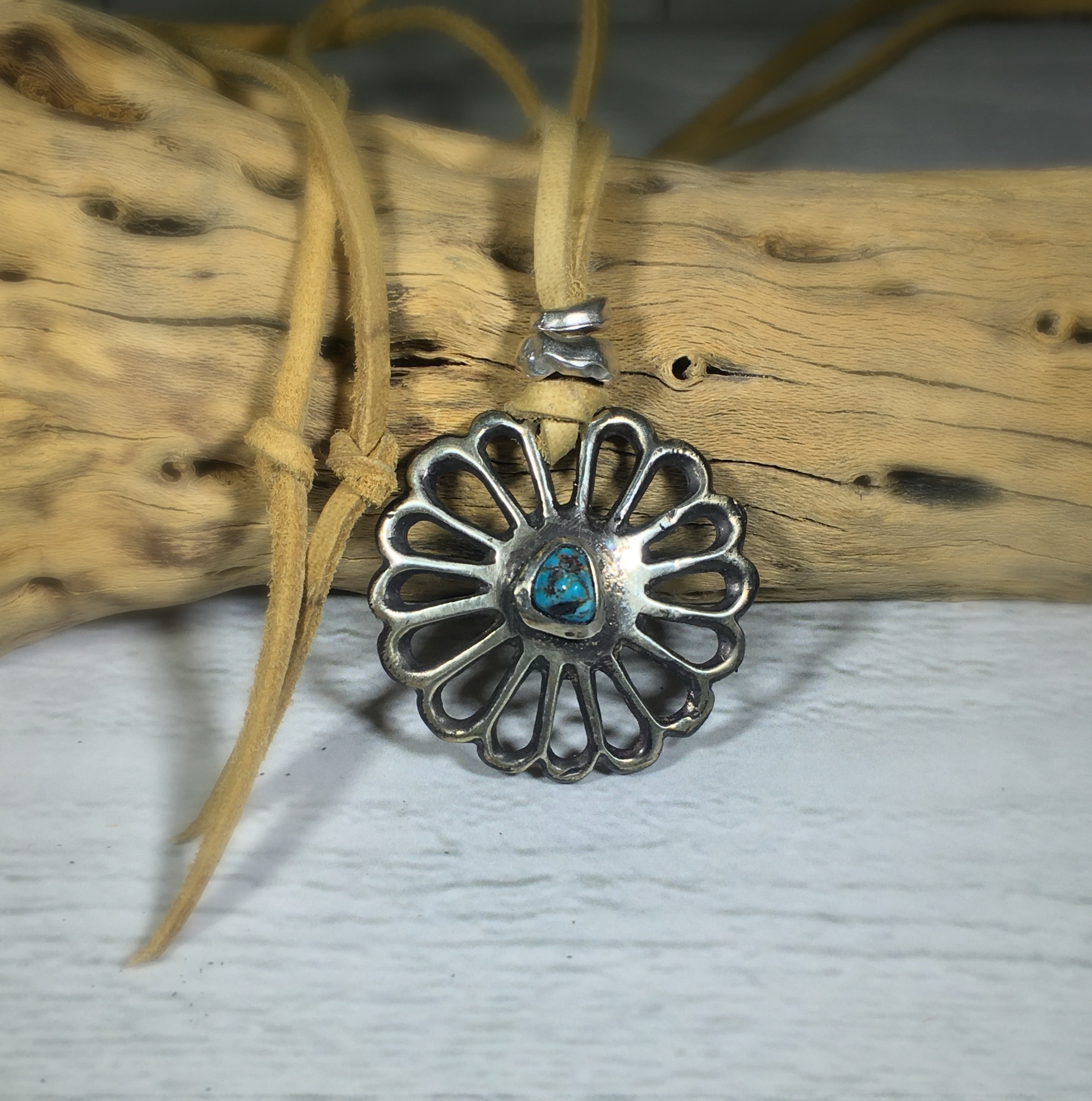 Flower Shape Silver Concho With Natural Lone Mountain - Etsy