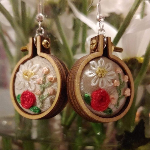 Embroidered Earrings - Etsy