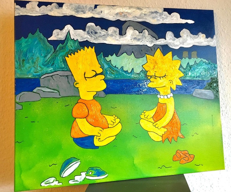 Bart & Lisa Meditating Poster/canvas From Original Oil Painting Art ...