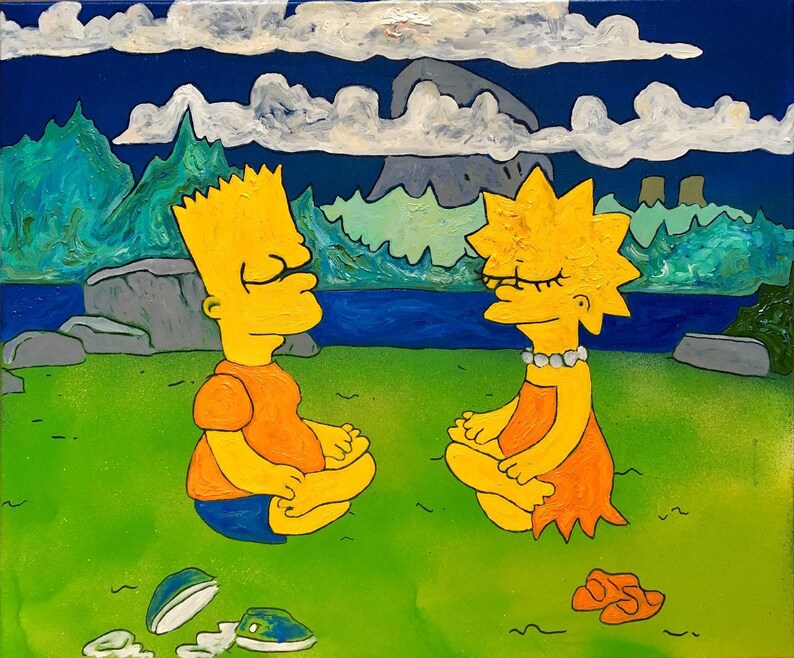Bart & Lisa Meditating Poster/canvas From Original Oil Painting Art ...