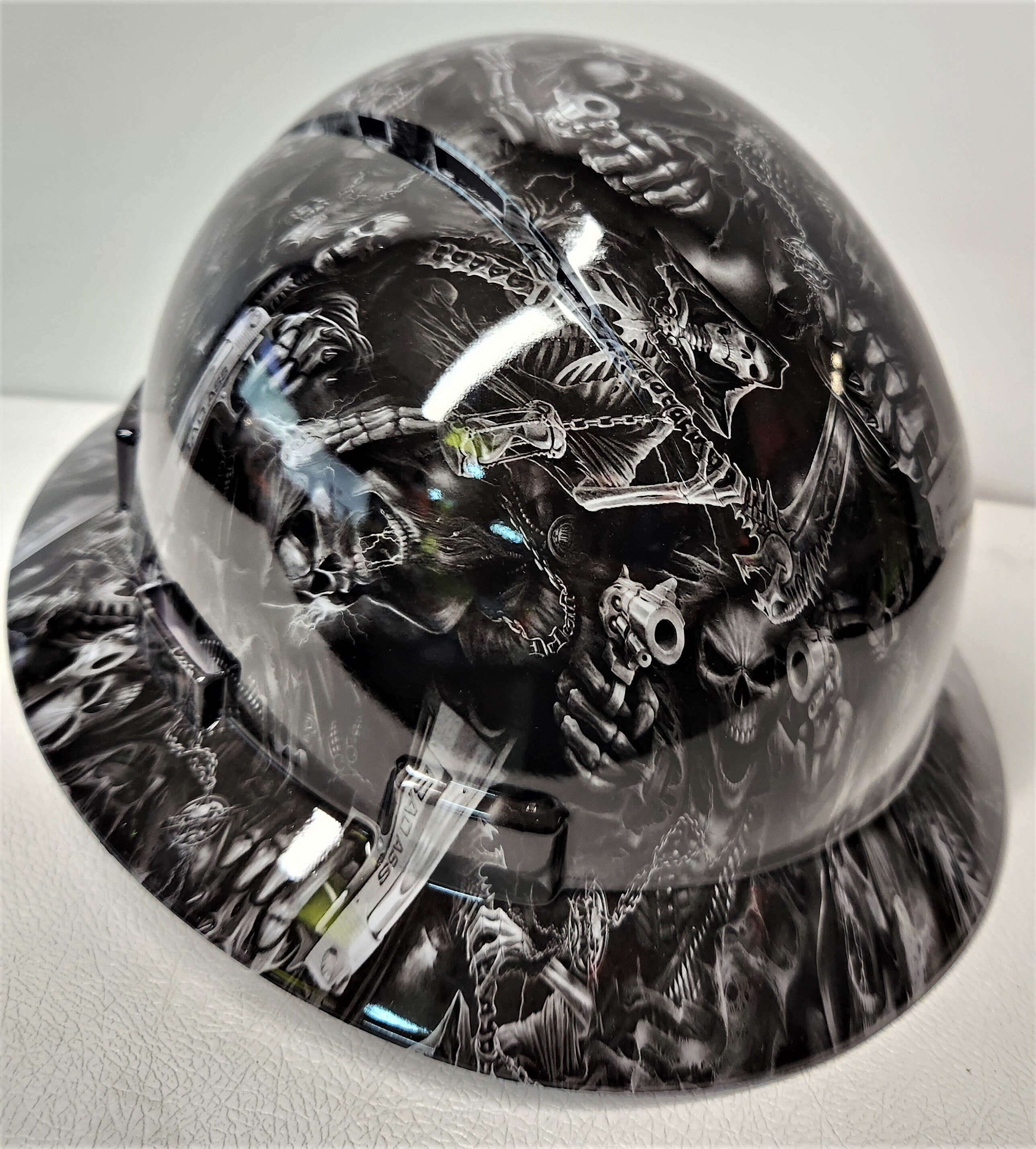 Custom Hydro Dipped Black Skeleton Full Brim Hard Hat - Etsy