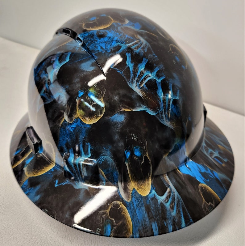 Custom Hydro Dipped Blue Skeleton Full Brim Hard Hat - Etsy