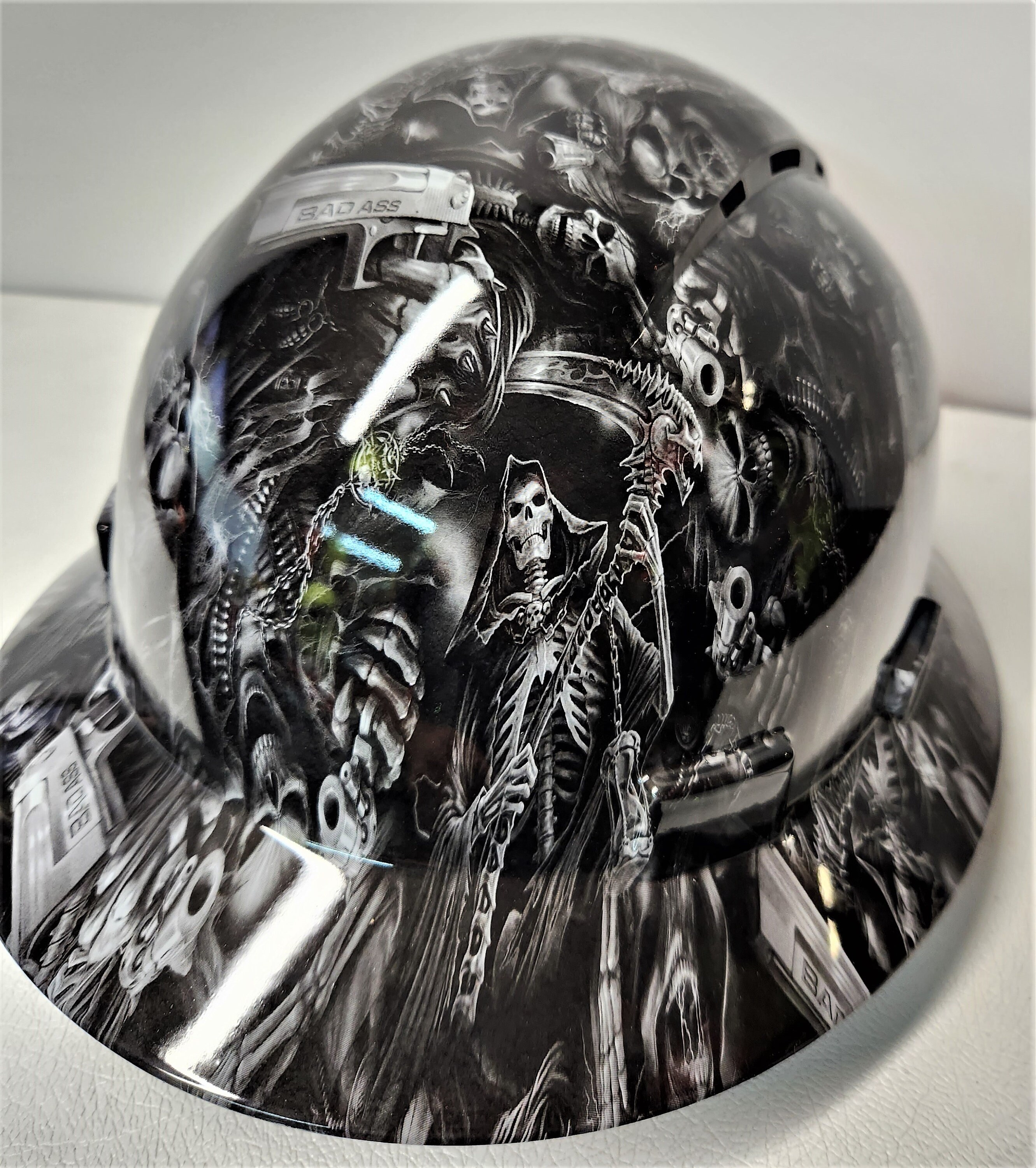 Custom Hydro Dipped Black Skeleton Full Brim Hard Hat - Etsy