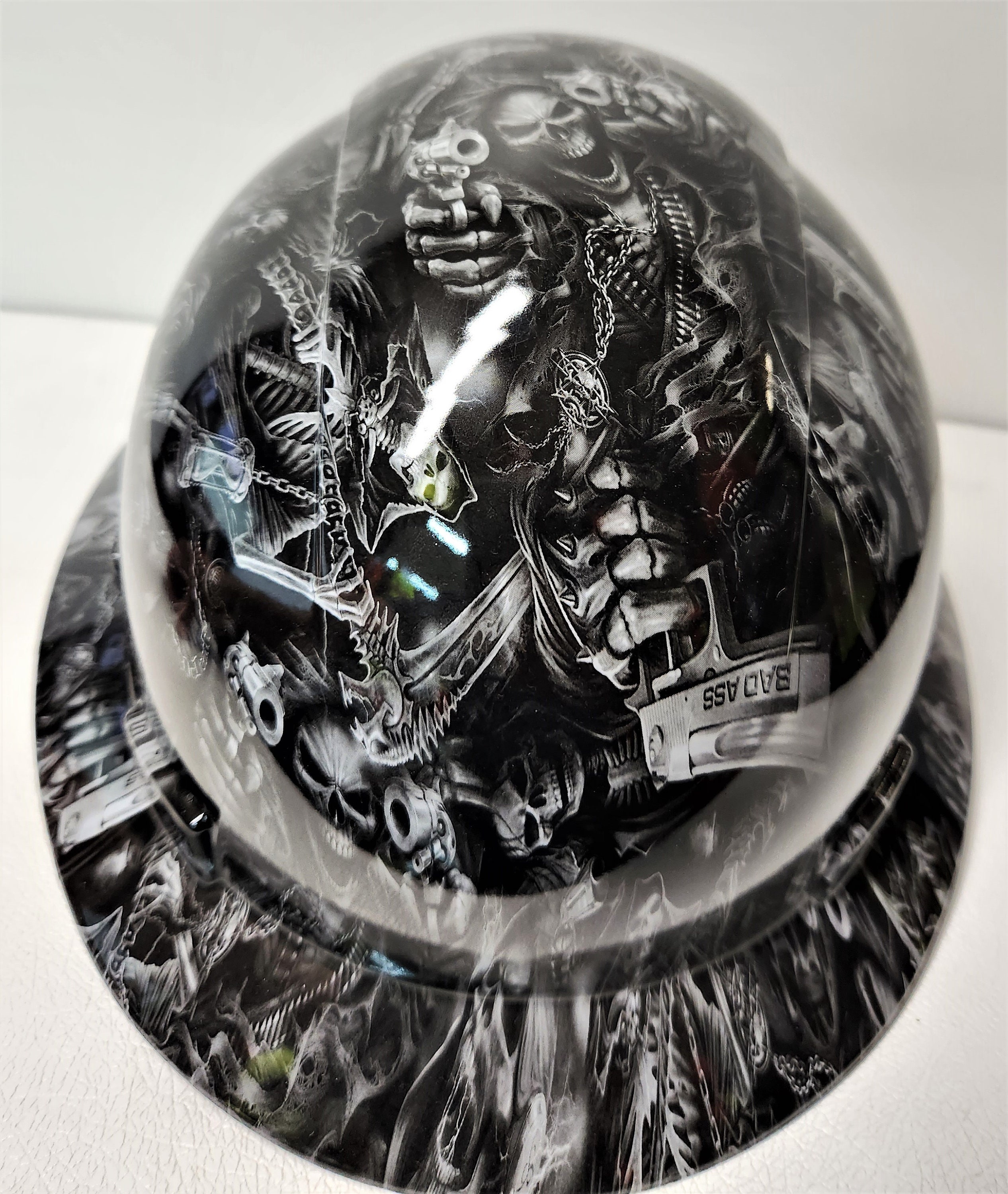 Custom Hydro Dipped Black Skeleton Full Brim Hard Hat - Etsy