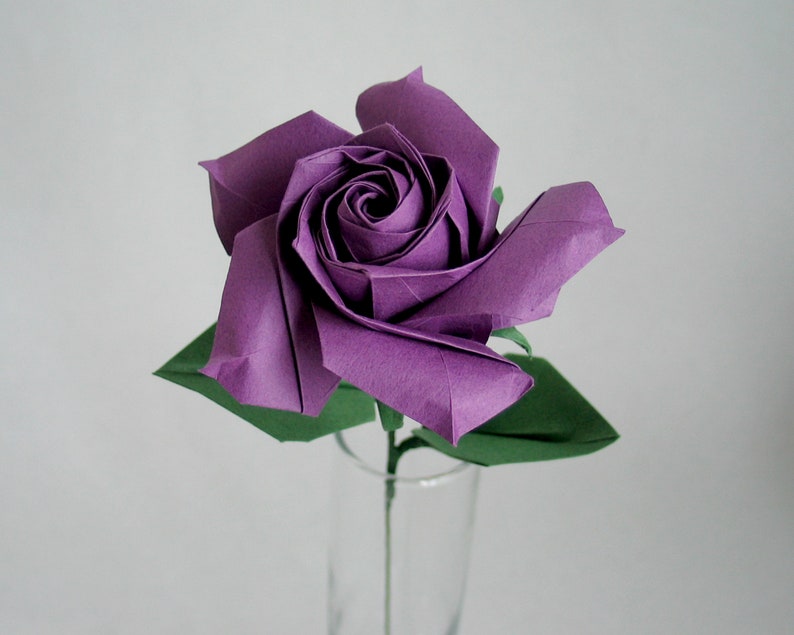Single Origami Rose Single Paper Flower Origami Art Eternal | Etsy
