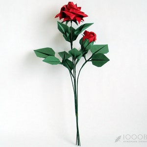 Origami Paper Rose Bouquet, Origami Rosebud Stem, Paper Flowers ...
