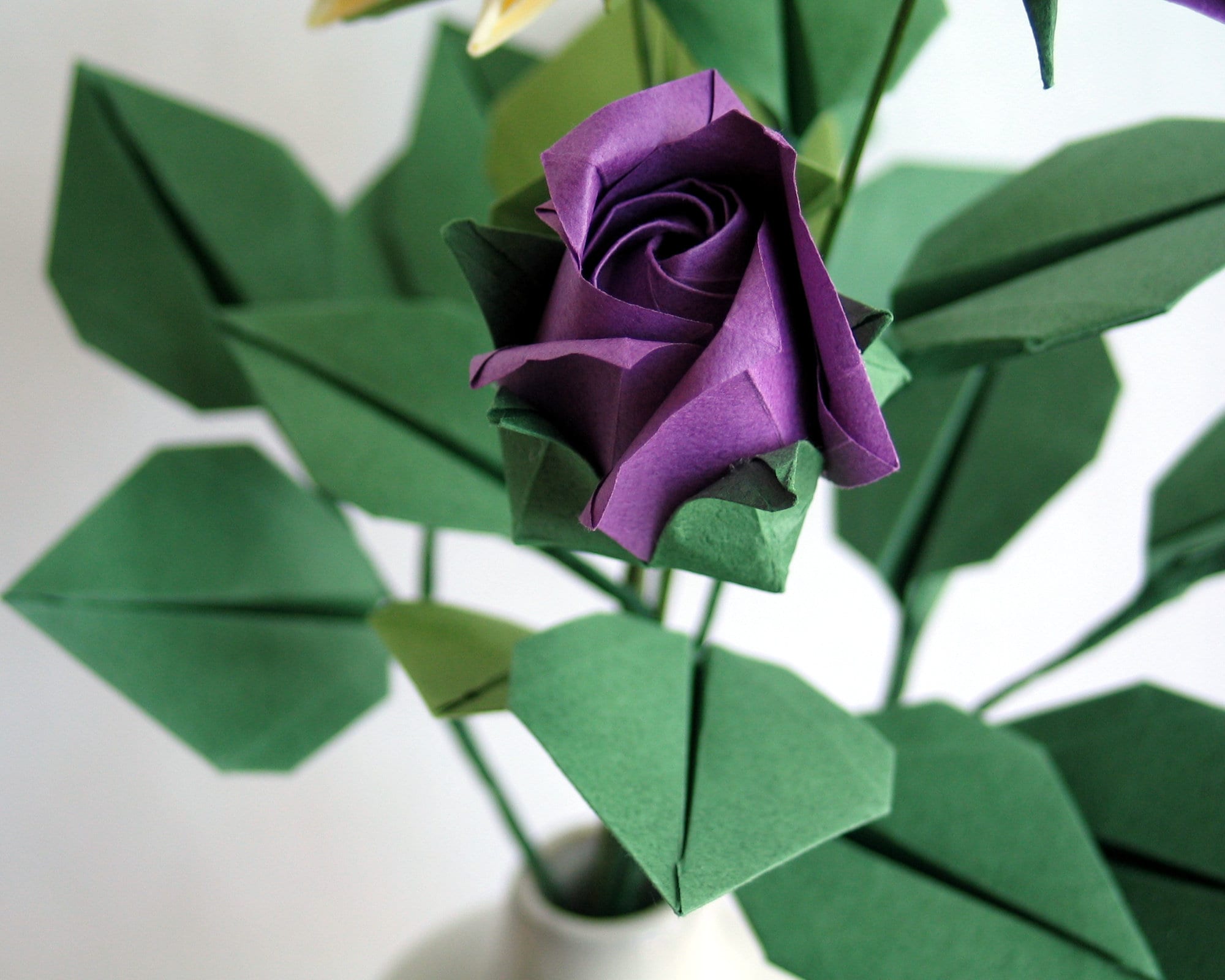 Purple Origami Rose Cream Origami Rose Origami Rose Bouquet - Etsy