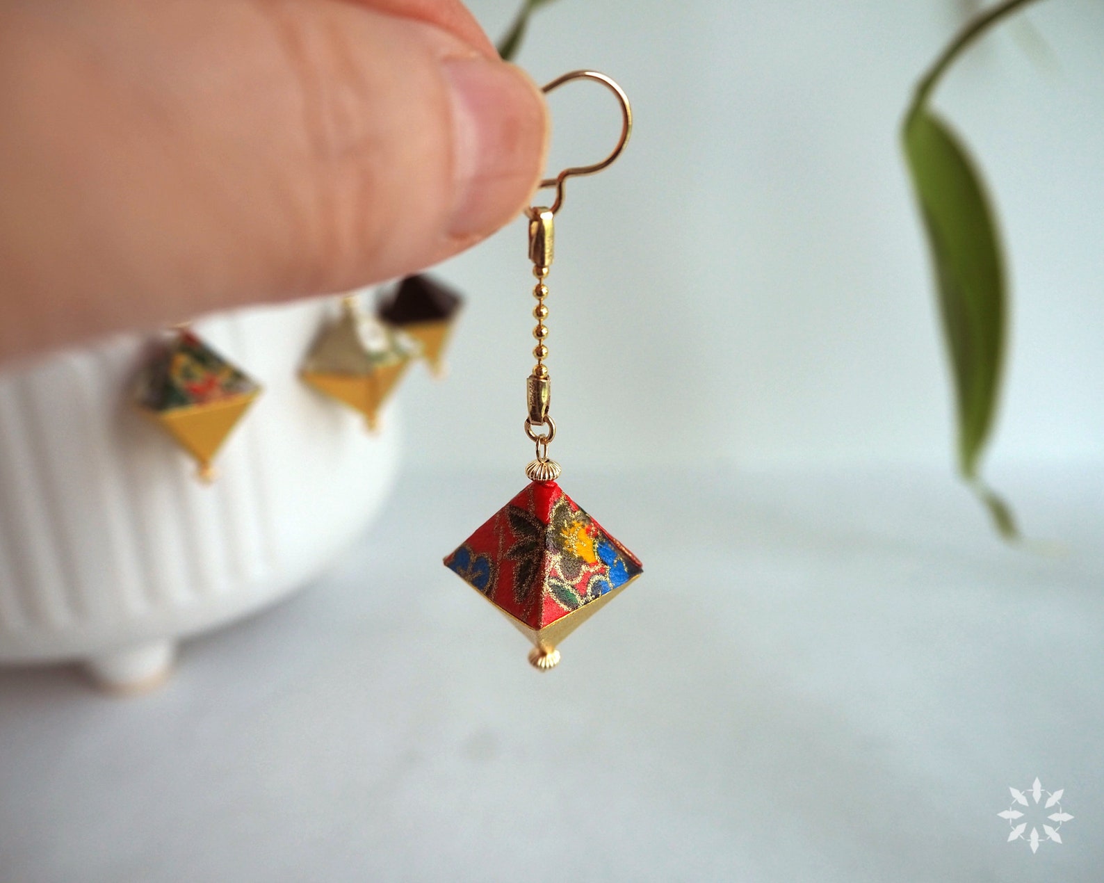 Octahedron Modular Earrings with Yuzen Patterned Washi Origami | Etsy