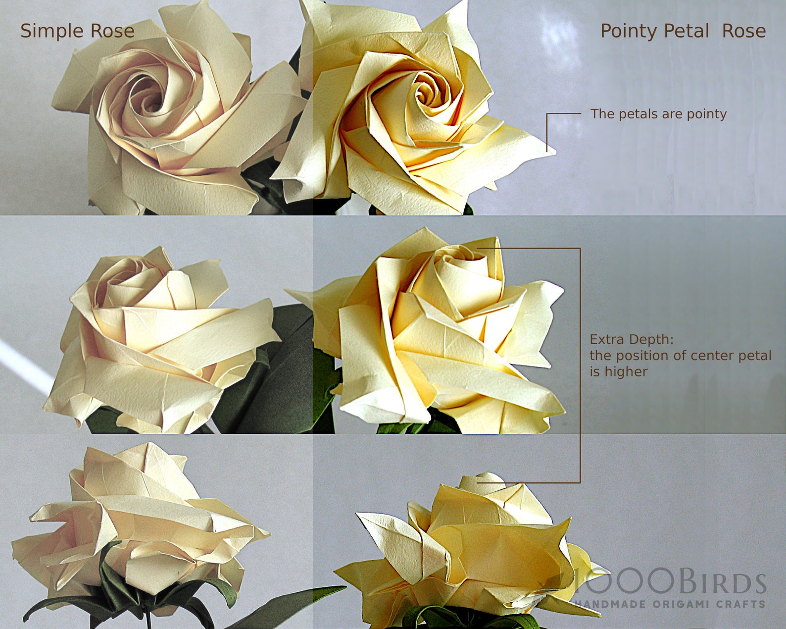 Pointed Petal Origami Paper Rose Single Paper Rose Paper - Etsy