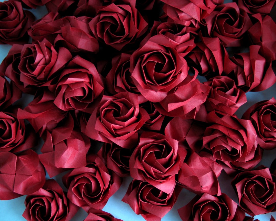 Red Origami Rose, DIY Wedding Decor, Rose Decor, Red Rose Head, Loose ...