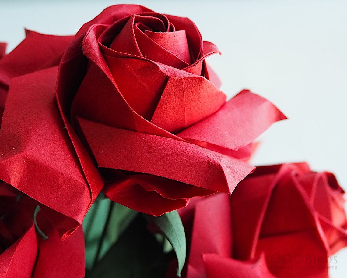 Valentine's Day Rose Origami Paper Rose Flower Bouquet - Etsy