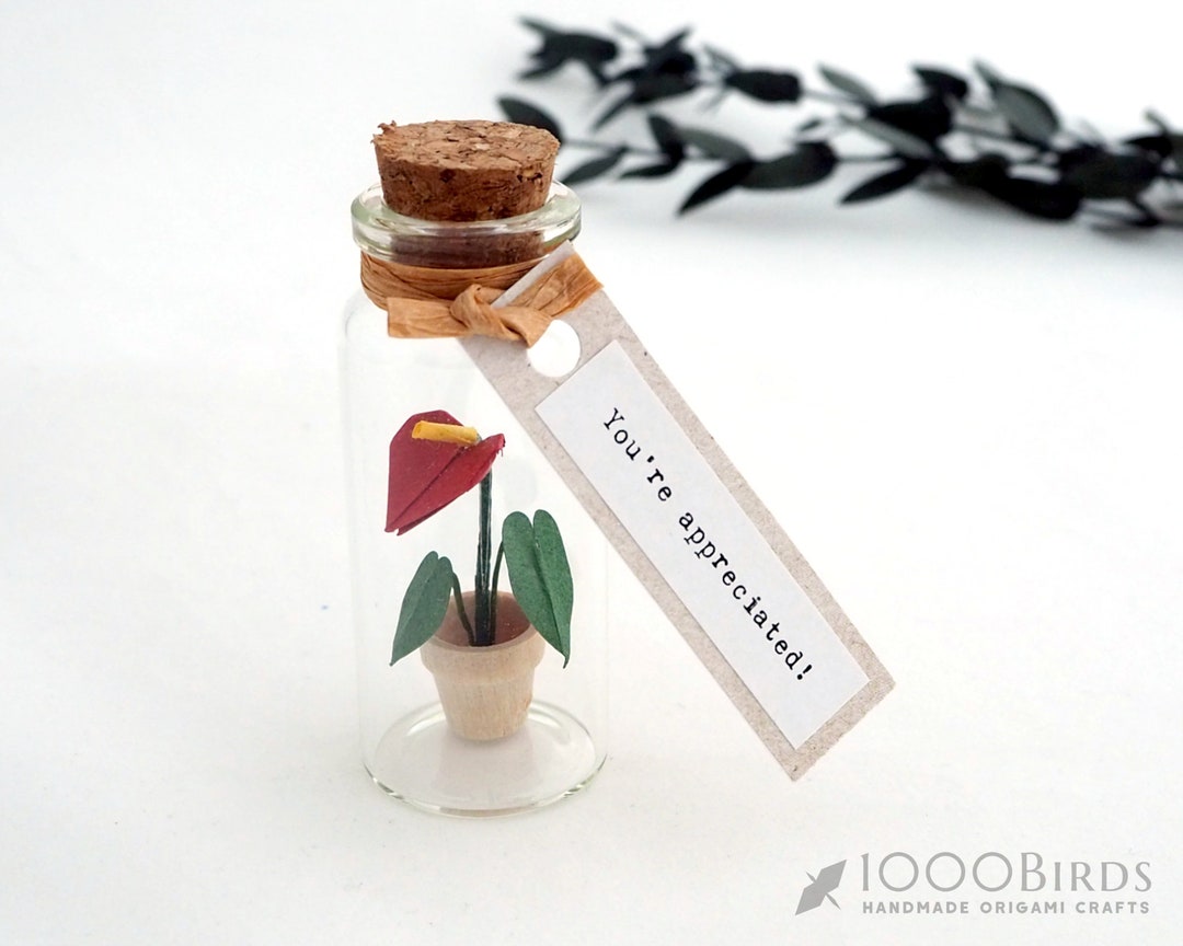 Flamingo Lily, Origami Anthurium, Paper Anthurium, Mini Bottle Gift ...