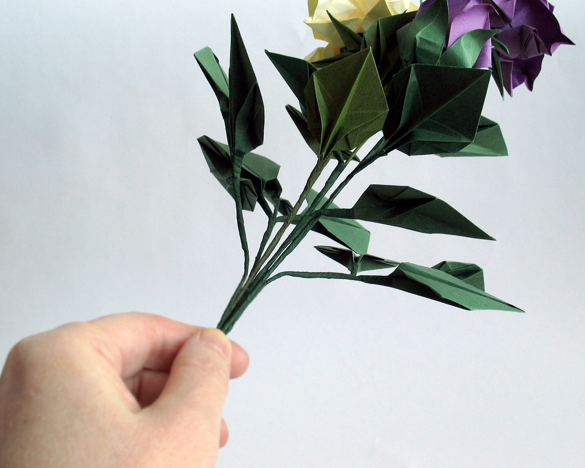 Purple Origami Rose Cream Origami Rose Origami Rose Bouquet - Etsy