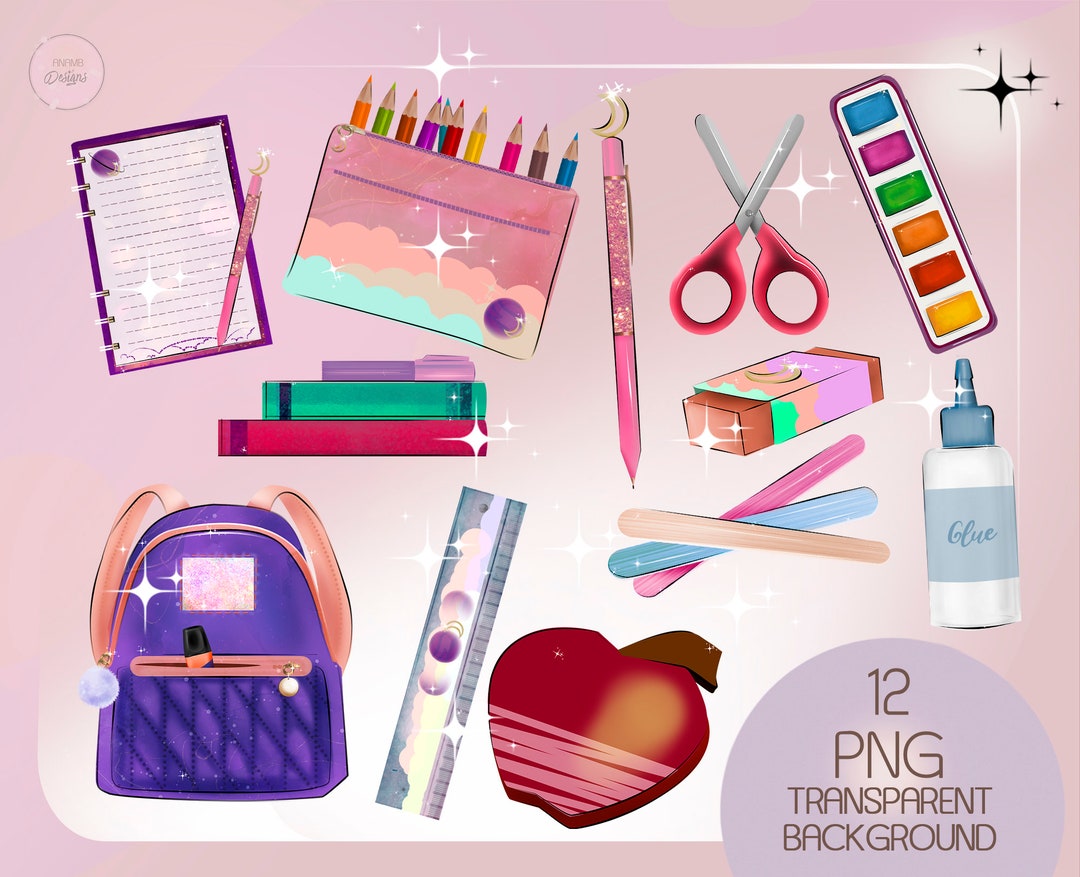 School Supplies Clipart Back to School Png School - Etsy