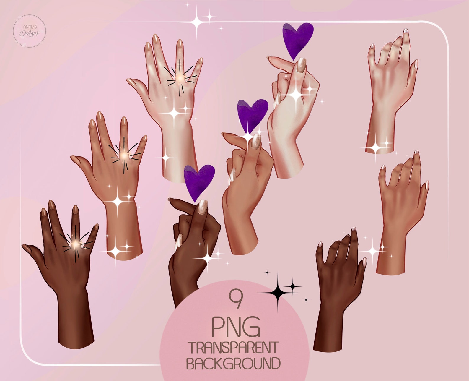Female Hands, Hand Gesture, Printable Jewelry Display, Heart Hand Shape ...
