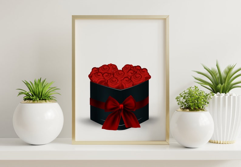 Valentine Gift, Roses Clipart, Flower Box Clipart, Roses Graphics ...