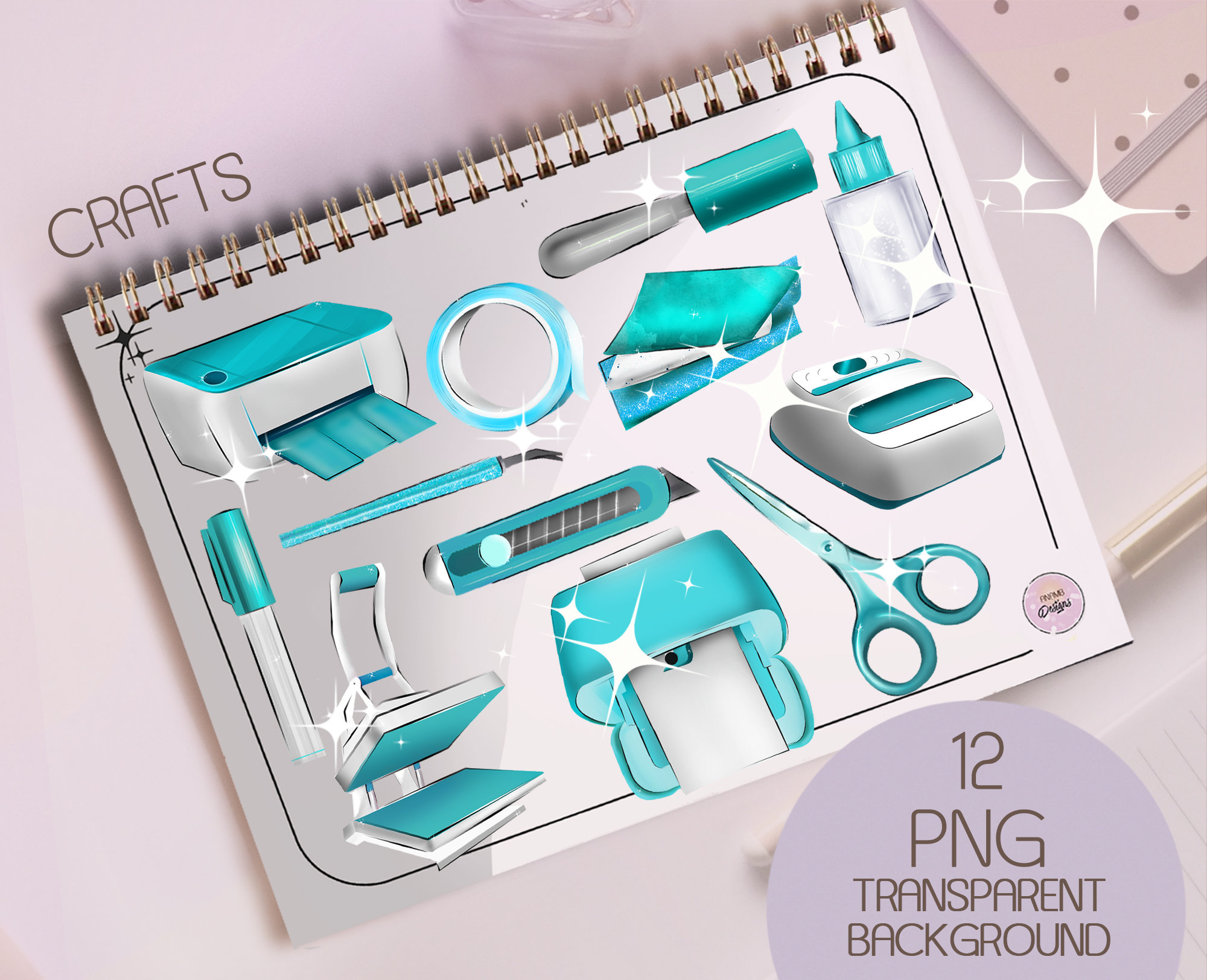 Crafting Png, Cutting Machine Png, Craft Graphic, Crafter Clipart Teal ...