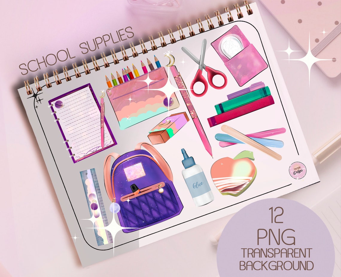 School Supplies Clipart, Back to School Png, School Printable,education ...