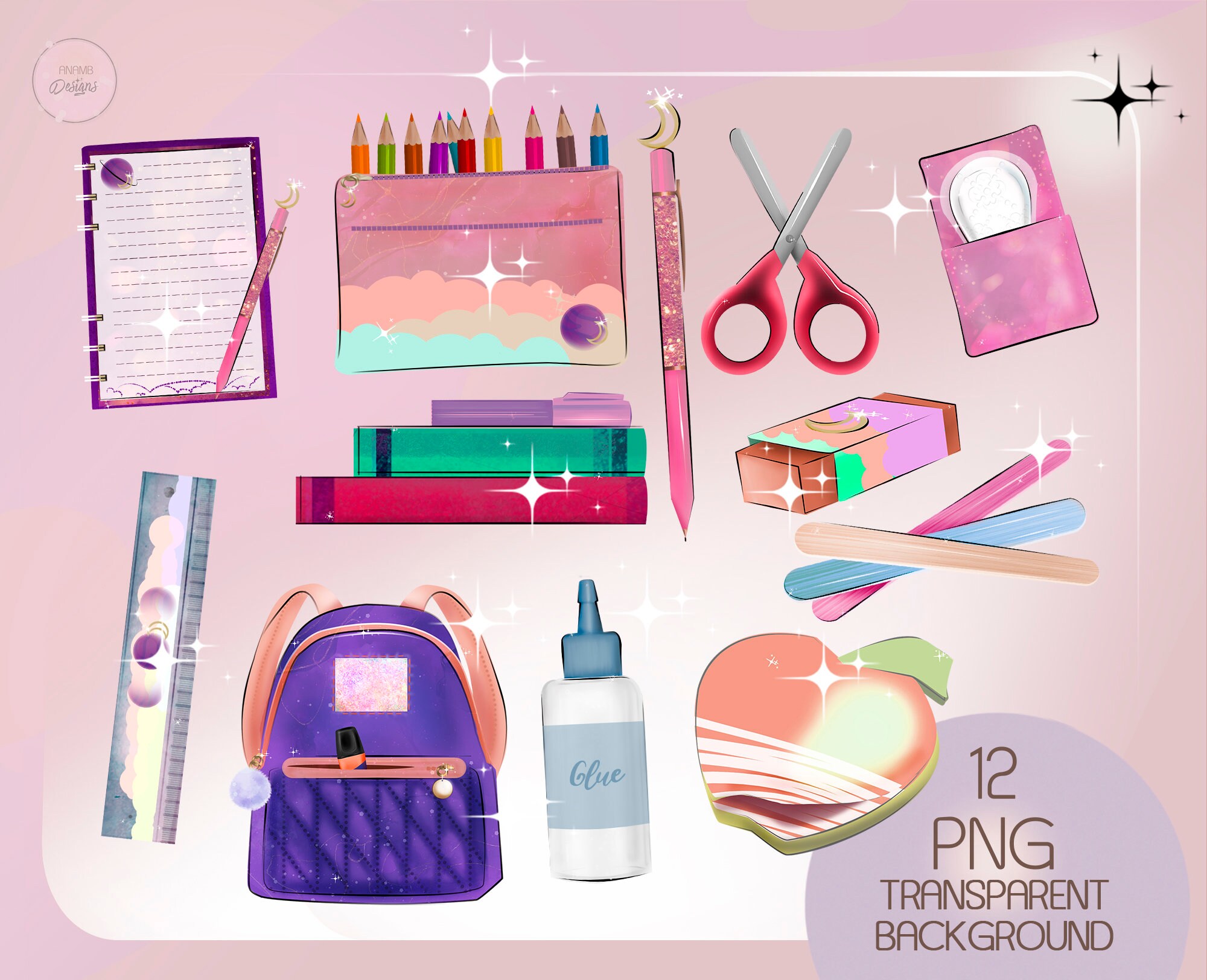 School Supplies Clipart, Back to School Png, School Printable,education ...